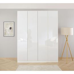 Dreht&uuml;renschrank Rauch "Kleiderschrank Schrank Garderobe KOLUNA mit hochwertiger Glasfront", wei&szlig; (alpinwei&szlig;, glas kristallwei&szlig;), B:181cm H:210cm T:54cm, Holzwerkstoff, Schr&auml;nke, Dreht&uuml;renschrank, inkl. 2 Innenschubladen sowie extra Einlegeb&ouml;den MADE IN GERMANY