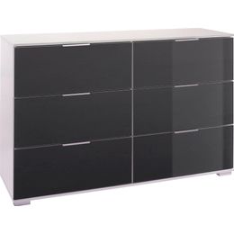 Schubkastenkommode wimex "Easy", wei&szlig; (wei&szlig;, grauglas), B:130cm H:83cm T:41cm, Sideboards, Schubkastenkommode, mit Glas- oder Spiegelfront