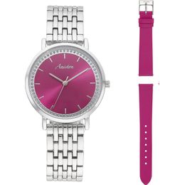 Quarzuhr, silber (silberfarben, pink), ANISTON JEWELRY & WATCHES, Armbanduhren, Damen, Quarzuhr, Armbanduhr, Damenuhr, analog, neue Kollektion