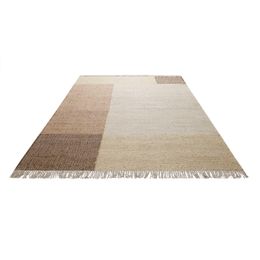 Teppich GREEN LOOOP "Valentin GL-82301", braun (braun beige,braun beige), B:160cm H:4mm L:230cm, Jute, Teppiche, Teppich, Naturfaser Teppich aus 80% Jute 20% Baumwolle, mit Fransen, Wohnzimmer