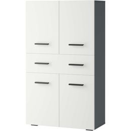 Midischrank Inosign "Skara", grau (anthrazit, wei&szlig;), B:76cm H:130cm T:35cm, Holzwerkstoff, Schr&auml;nke, Midischrank, mit zwei variablen Einlegeb&ouml;den