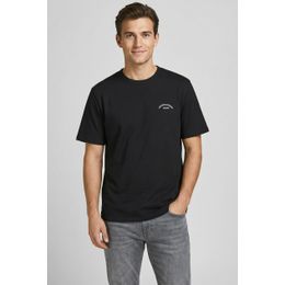 Jack & Jones Rundhalsshirt JACK & JONES "JJCOLLEGE LOGO TEE SS CREW NECK", Herren, Gr. XS, schwarz, Jersey, Obermaterial: 100% Baumwolle, unifarben, regular fit h&uuml;ftlang, Rundhals, Shirts Rundhalsshirt