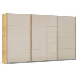 Schwebet&uuml;renschrank OTTO HOME "Kleiderschrank Schrank Garderobe AGORDO mit Glasfront", beige (eiche artisan, glas beige (champagner)), B:360cm H:210cm T:62cm, Holzwerkstoff, Schr&auml;nke, Schwebet&uuml;renschrank, durchdachte Innenausstattung, in 4 Breiten und 2 H&ouml;hen MADE IN GERMANY