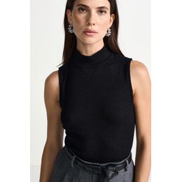 Shirttop RICHROYAL, Damen, Gr. L, schwarz, Jersey, Obermaterial: 70% Viskose, 15% metallisierte Fasern, 13% Polyamid, 2% Elasthan, figurbetont, Rundhals, Tops Shirttop, mit Glitzereffekt, nahtlos, figurbetont