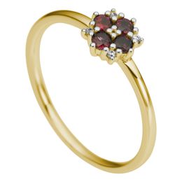Fingerring Firetti "Schmuck Geschenk Gold 333 oder 375 Damenring Goldring Blume" Gr. 18, gelbgoldfarben, wei&szlig;goldfarben, rot, Fingerringe, Damen, 18, 0,02 P2 = erkennbare Einschl&uuml;sse, Diamanten Gelbgold 333, 1,3mm, Diamanten, Gelbgold 333, Fingerring, mit Rubin oder Saphir - mit Brillanten