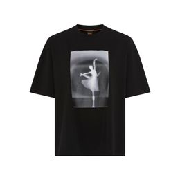 T-Shirt BOSS Orange "Eboys Premium Damenmode", Damen, Gr. XL (42), schwarz 002, Single Jersey, Obermaterial: 96% Baumwolle, 4% Elasthan, unifarben, oversize normal, Rundhals, Shirts T-Shirt, Oversize Fit mit Print