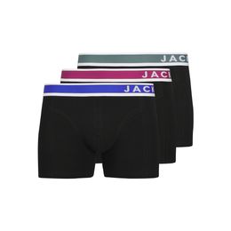 Jack & Jones Trunk JACK & JONES "JACEASTON SOLID TRUNKS 3 PACK SN", Herren, Gr. L, 3 Stk., schwarz (schwarz pack:schwarz, schwarz), Jersey, Obermaterial: 95% Baumwolle, 5% Elasthan, unifarben, eng, Unterhosen Trunk