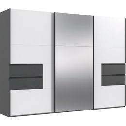 Schwebet&uuml;renschrank wimex "Palermo by fresh to go", wei&szlig; (front wei&szlig;, korpus und absetzung graphit), B:300cm H:216cm T:65cm, Holzwerkstoff, Schr&auml;nke, Schwebet&uuml;renschrank, integrierte Schubladen in der Front mit Soft-close-Funktion