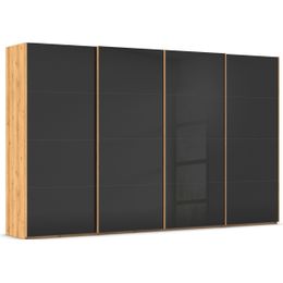 Schwebet&uuml;renschrank Rauch "Kleiderschrank Schrank Garderobe Schlafzimmerschrank SCALE-FYRA", schwarz (asteiche, glas schwarz, griffleisten asteiche), B:360cm H:223cm T:68cm, Holzwerkstoff, Schr&auml;nke, Schwebet&uuml;renschrank, edle viergeteilte T&uuml;ren mit Glas-Front viele Farben MADE IN GERMANY