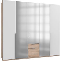 Kleiderschrank wimex "New York", wei&szlig; (struktureichefarben hell,wei&szlig;, spiegel), B:225cm H:208cm T:58cm, Schr&auml;nke, Kleiderschrank, mit Spiegelt&uuml;r