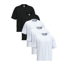 Rundhalsshirt Selected "SLHCORMAC SS O-NECK TEE 5 PACK NOOS", Herren, Gr. L, wei&szlig; (schwarz detail:3x brigh wei&szlig;), Jersey, Obermaterial: 100% Baumwolle, unifarben, regular fit normal, Rundhals, Shirts Rundhalsshirt