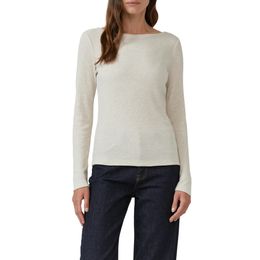 Langarmshirt s.Oliver, Damen, Gr. 38, light beige melange, Strick, Obermaterial: 65% Polyester, 35% Viskose, unifarben, normal h&uuml;ftbedeckend, U-Boot-Ausschnitt, Shirts Langarmshirt, mit U-Boot-Ausschnitt