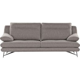 3-Sitzer Calia italia "Cezanne modern, elegant und bequem, aufwendige Detailverarbeitung", grau (34 sabbia), B:215cm H:90cm T:96cm, Sofas, 3-Sitzer, wahlweise mit Sitztiefenverstellung