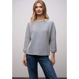 Strickpullover Street One, Damen, Gr. 44, frosted blau, Strick, Obermaterial: 52% Polyester, 32% Baumwolle, 13% Viskose, 3% Elasthan, gemustert, l&auml;ssig geschnitten h&uuml;ftbedeckend, U-Boot-Ausschnitt, B&uuml;ndchen, Pullover Strickpullover, 3/4-Arm mit Two-Tone-Effekt und feinem Strukturmuster
