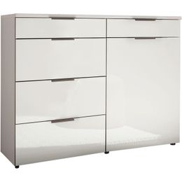 Kombikommode Wiemann "Como", wei&szlig; (wei&szlig;, dekor, glas wei&szlig;, schiefer), B:140cm H:91,2cm T:43cm, Floatglas, Holzwerkstoff, Metall, Sideboards, Kombikommode, vormontiert
