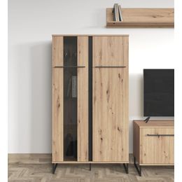 Highboard Inosign "Sardinia", schwarz (artisan eiche, schwarz), B:84,5cm H:153,5cm T:35cm, Holzwerkstoff, Sideboards, Highboard, Vitrine, Breite 84 cm