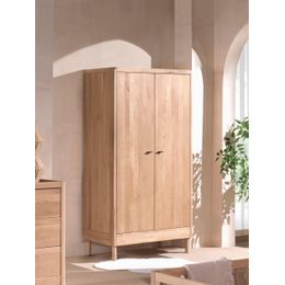 Kleiderschrank Home Affaire "Forrest mit 2 Dreht&uuml;ren (Soft-Close), Made in Europe, zeitloses Design", beige (eiche natur ge&ouml;lt), B:100cm H:190cm T:55cm, Massivholz, Schr&auml;nke, Kleiderschrank, praktische Facheinteilung, viel Stauraum, hochwertige Verarbeitung