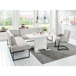 Eckbank exxpo - SOFA FASHION "Affogato, hoher Sitzkomfort, bequem", grau, B:197cm H:82cm T:265cm, Struktur: Webvelour 100% Polyester, Sitzb&auml;nke, Eckbank, Frei im Raum stellbar