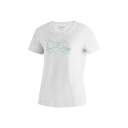 T-Shirt Maier Sports "Thuja W", Damen, Gr. 44, wei&szlig;, 60% Baumwolle; 40% Polyester (recycelt), Rundhals, Shirts T-Shirt, Damen Funktionsshirt, Freizeitshirt mit Aufdruck, Regular Fit