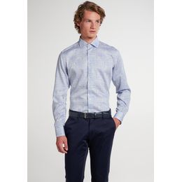 Langarmhemd Eterna "SLIM FIT", Herren, Gr. 40, Normalgr&ouml;&szlig;en, blau, Twill, 100% Baumwolle, schmal, Manschette, Hemden Langarmhemd, EASY IRON (b&uuml;gelleicht)