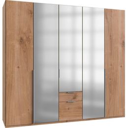 Kleiderschrank wimex "New York", braun (plankeneichefarben, spiegel), B:225cm H:208cm T:58cm, Schr&auml;nke, Kleiderschrank, mit Spiegelt&uuml;r