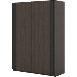 Schwebet&uuml;renschrank Home Affaire "Niva, Garderobenschrank incl.kompletter Innenausstattung", eiche nussbaum, B:150cm H:210cm T:61cm, FSC-zertifizierter Holzwerkstoff, Melamin, Metall, Schr&auml;nke, Schwebet&uuml;renschrank, Moderner Kleiderschrank, Schiebet&uuml;renschrank, Lamellen, W&auml;scheschrank