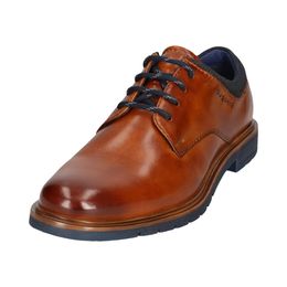 Schn&uuml;rschuh Bugatti, Herren, Gr. 44, cognac, Leder, Textil, Schuhe Schn&uuml;rschuh, Halbschuh, Business-Schn&uuml;rer, Anzugschuh mit softem Schaftrand