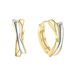 Paar Creolen Firetti "Schmuck Geschenk Gold 375 Ohrschmuck Creole", gold (gelbgoldfarben, wei&szlig;goldfarben), Ohrringe, Damen, 12,4mm, Gelbgold 375, Paar Creolen