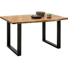 Esstisch PAROLI "PARDIS", braun (akazie, schwarz, akazie), B:160cm H:78cm T:90cm, Tische, Esstisch, Massivholz Akazie, in drei Breiten