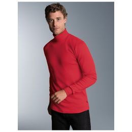 Rollkragenshirt TRIGEMA "TRIGEMA Langarm Ski- und Sport-Rollkragenpullover", Herren, Gr. XL, braun (kirsch), Feinripp, 100% Baumwolle (Bio-Baumwolle kbA), Basic, normal, ohne Ausschnitt, Shirts Rollkragenshirt