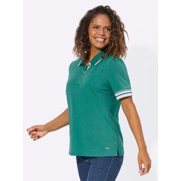 Poloshirt Casual Looks "Poloshirt", Damen, Gr. 54, gr&uuml;n (smaragd), 95% Baumwolle, 5% Elasthan, unifarben, V-Ausschnitt, Shirts Poloshirt