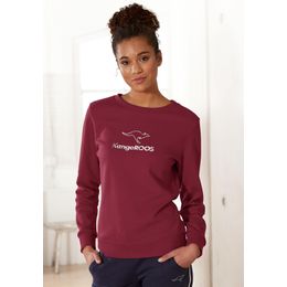Sweatshirt Kangaroos, Damen, Gr. 40/42, rot, Interlock, Obermaterial: 60% Baumwolle, 40% Polyester, unifarben, Basic, bequem h&uuml;ftlang, Rundhals, Rippb&uuml;ndchen, Sweatshirts Sweatshirt, mit Kontrastfarbenem Logodruck, Loungewear, Topseller