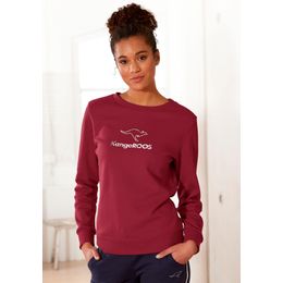 Sweatshirt Kangaroos, Damen, Gr. 52/54, rot, Interlock, Obermaterial: 60% Baumwolle, 40% Polyester, unifarben, Basic, bequem h&uuml;ftlang, Rundhals, Rippb&uuml;ndchen, Sweatshirts Sweatshirt, mit Kontrastfarbenem Logodruck, Loungewear, Topseller
