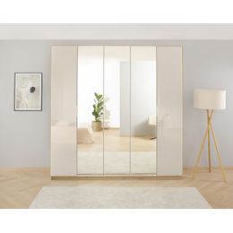 Dreht&uuml;renschrank Rauch "Kleiderschrank Schrank Garderobe KOLUNA mit hochwertiger Glas-Front", beige (eiche artisan, glas champagner), B:226cm H:210cm T:54cm, Holzwerkstoff, Schr&auml;nke, Dreht&uuml;renschrank, mit Spiegel, inkl. 2 Innenschubladen sowie extra B&ouml;den MADE IN GERMANY