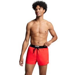 Badeshorts Puma "Puma SWIM MEN LOGO SHORT SHORTS 1P", Herren, Gr. XXL, N-Gr, rot, Web, Obermaterial: 100% Polyester, unifarben, Badehosen Badeshorts, Seitentaschen, Ges&auml;&szlig;tasche mit Rei&szlig;verschluss, Kordelzug