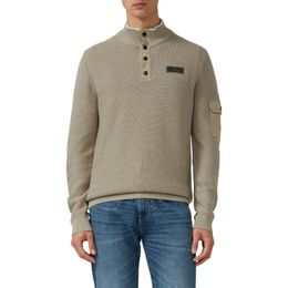 Strickpullover s.Oliver, Herren, Gr. S, dk beige, Strick, Obermaterial: 100% Baumwolle, unifarben, regular fit normal, ohne Ausschnitt, Rippb&uuml;ndchen, Pullover Strickpullover, mit Logo Stickerei