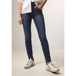 Slim-fit-Jeans Cecil "Style Vicky", Damen, Gr. 27, L&auml;nge 30, blau (mid blau wash), Denim/Jeans, Obermaterial: 88% Baumwolle, 9% Elastomultiester, 3% Elasthan, unifarben, slim fit kn&ouml;chellang, Jeans Slim-fit-Jeans, in blauer Waschung