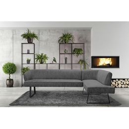 Eckbank exxpo - SOFA FASHION "Americano", grau (anthrazit), B:270cm H:83cm T:197cm, Sitzb&auml;nke, Eckbank, mit Keder und Metallf&uuml;&szlig;en, Bezug in verschiedenen Qualit&auml;ten