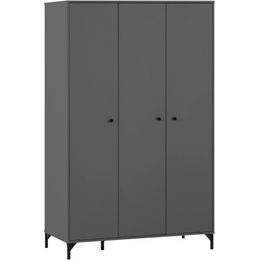 Kleiderschrank Schildmeyer "Smash", grau (anthrazit), B:118,8cm H:191,2cm T:60cm, FSC-zertifizierter Holzwerkstoff, Schr&auml;nke, Kleiderschrank, Dreit&uuml;rig, mit f&uuml;nf Fachb&ouml;den und hochwertigen Metallbeschl&auml;gen