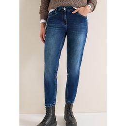 Slim-fit-Jeans Cecil "Style Scarlett", Damen, Gr. 30, L&auml;nge 28, mid blau wash, Denim/Jeans, Obermaterial: 78% Baumwolle, 20% Polyester, 2% Elasthan. Futter: 52% Polyester, 48% Baumwolle, unifarben, slim fit lang, Jeans Slim-fit-Jeans, mit Stretch