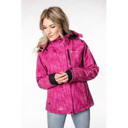 Softshelljacke DEPROC Active "CHICOPEE WOMEN", Damen, Gr. 40/42 (M), lila (purpurviolett), 96% Polyester; 4% Elasthan, Windstopperb&uuml;ndchen mit Daumenl&ouml;chern,mit Schneefang,mit verstellbarem Klettverschluss, Jacken Softshelljacke, auch in Gro&szlig;en Gr&ouml;&szlig;en erh&auml;ltlich