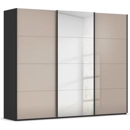 Schwebet&uuml;renschrank Rauch "Kleiderschrank Schrank Garderobe Schlafzimmerschrank SCALE-FYRA", beige (schwarz, glas fango, griffleisten schwarz), B:271cm H:223cm T:68cm, Holzwerkstoff, Schr&auml;nke, Schwebet&uuml;renschrank, edle viergeteilte T&uuml;ren Spiegel/Glas-Mix viele Farben MADE IN GERMANY