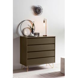Kommode Salesfever "Bolton - Stilvolles Sideboard", grau (grau, gold), B:90cm H:90cm T:40cm, MDF, Metall, Sideboards, Kommode, in tollen Farben, Sideboard, Flurschrank, Anrichte