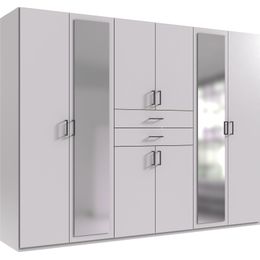 Dreht&uuml;renschrank wimex "Dillingen", wei&szlig;, B:270cm H:208cm T:58cm, Holzwerkstoff, Schr&auml;nke, Dreht&uuml;renschrank, Schubladen auf bequemer Zugriffsh&ouml;he, mit Spiegel