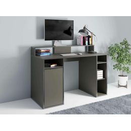 Schreibtisch Home Affaire "Orem", grau, B:125cm H:89cm T:55cm, Tische, Schreibtisch, Gamingtisch mit T&uuml;r und Monitoraufsatz, Breite 125 x 55 cm