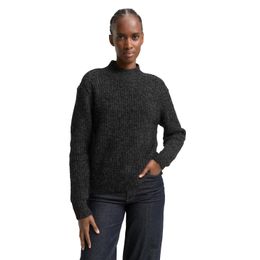 Strickpullover Tom Tailor Denim, Damen, Gr. XS, shale grau melange, Strick, Obermaterial: 52% Polyester, 37% Polyamid, 11% Polyacryl, meliert, regular fit normal, ohne Ausschnitt, Pullover Strickpullover, mit Stehkragen