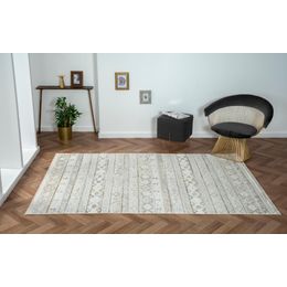 Teppich "My Nomady, LAGERR&Auml;UMUNG", beige (creme, hellgrau, altgoldfarben), B:160cm H:10mm L:230cm, Polyester, MyFlair M&Ouml;BEL & ACCESSOIRES, Teppiche, Teppich, Kurzflor, Scandi-Design, besonders weich durch Microfaser, mit Fransen