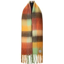 XXL-Schal Chillouts "Gero Scarf", Damen, orange (braun, orange), Kunstfaser, kariert, mehrfarbig, Modet&uuml;cher XXL-Schal, mit dicken Fransen
