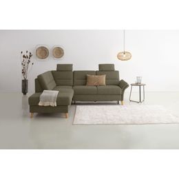 Ecksofa Home Affaire "Westerland L-Form", gr&uuml;n (khaki), B:238cm H:90cm T:213cm, 100% Polyester, Sofas, Ecksofa, Federkern-Polsterung, wahlweise mit Bettfunktion, Bettkasten