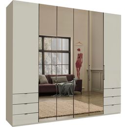 Faltt&uuml;renschrank Wiemann "Kansas, Kleiderschrank, Schrank, W&auml;scheschrank, mit Glas und Spiegel", beige (champagner, glas und spiegel), B:250cm H:217cm T:58cm, Schr&auml;nke, Faltt&uuml;renschrank, inkl. gep&auml;mpften Schubk&auml;sten und T&uuml;ren, mit Panorama&ouml;ffnung